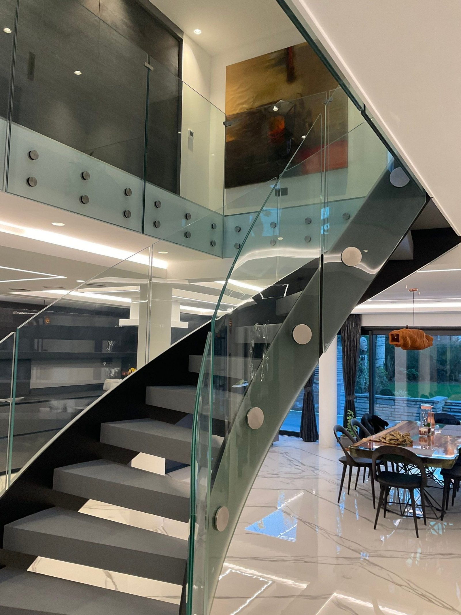 Curved Glass Balustrade & Staircases | Precision Glass Ltd